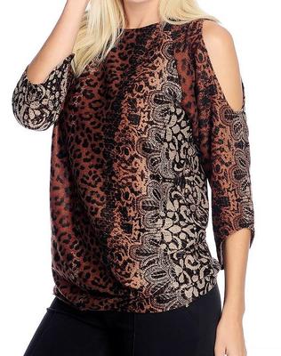 NEW The Countess Collection Fine Gauge Knit Cold Shoulder 3/4 Sleeved ...