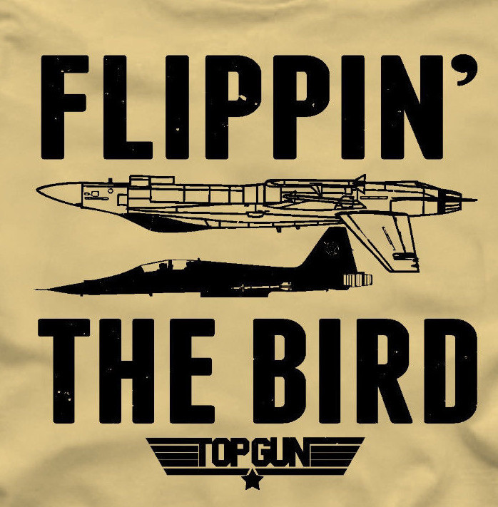 FLIPPIN THE BIRD - TOP GUN T-Shirt 80s MOVIE Tom Cruise Maverick Goose ...