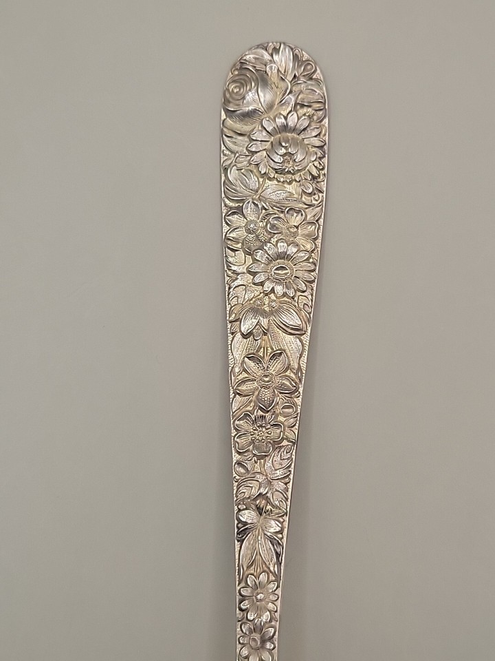 Antique S. KIRK & SON REPOUSSE LARGE BERRY CASSEROLE SPOON STERLING ...
