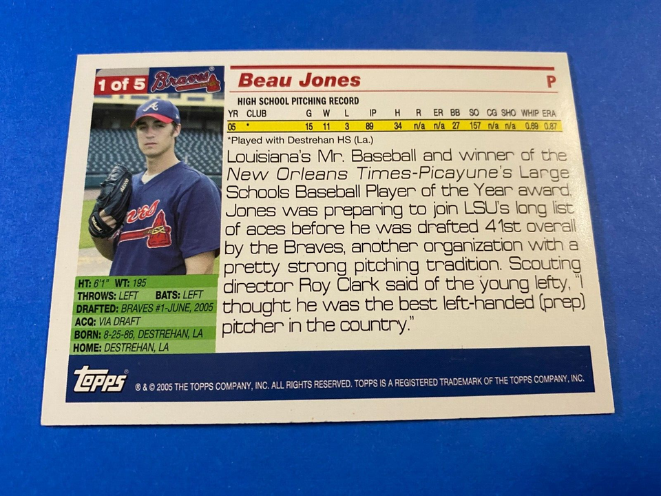 BEAU JONES 2005 TOPPS FACTORY SET ROOKIES AUTO SIGNED ATLANTA BRAVES FRISCO RARE | eBay