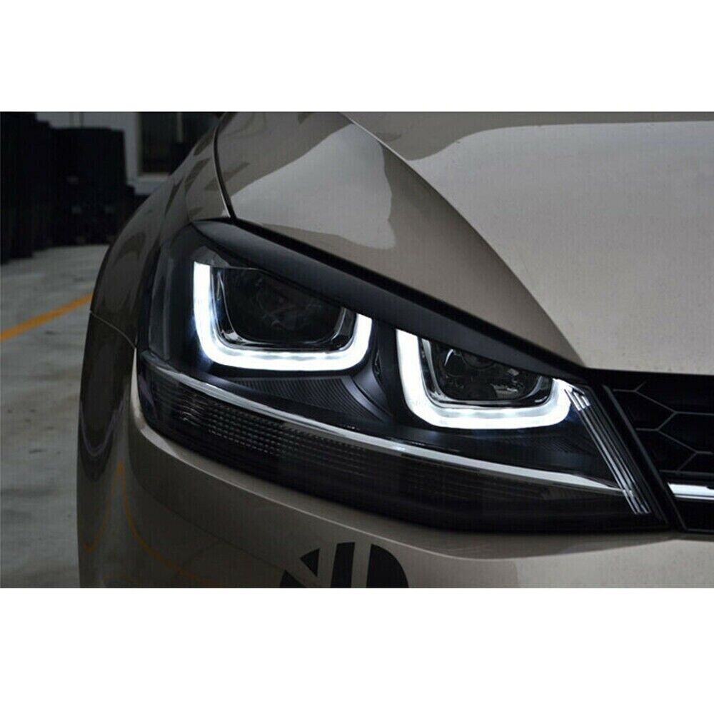 For VW Golf 7 GTI GTD R MK7 13-18 Glossy Black Headlight Eyebrow ...