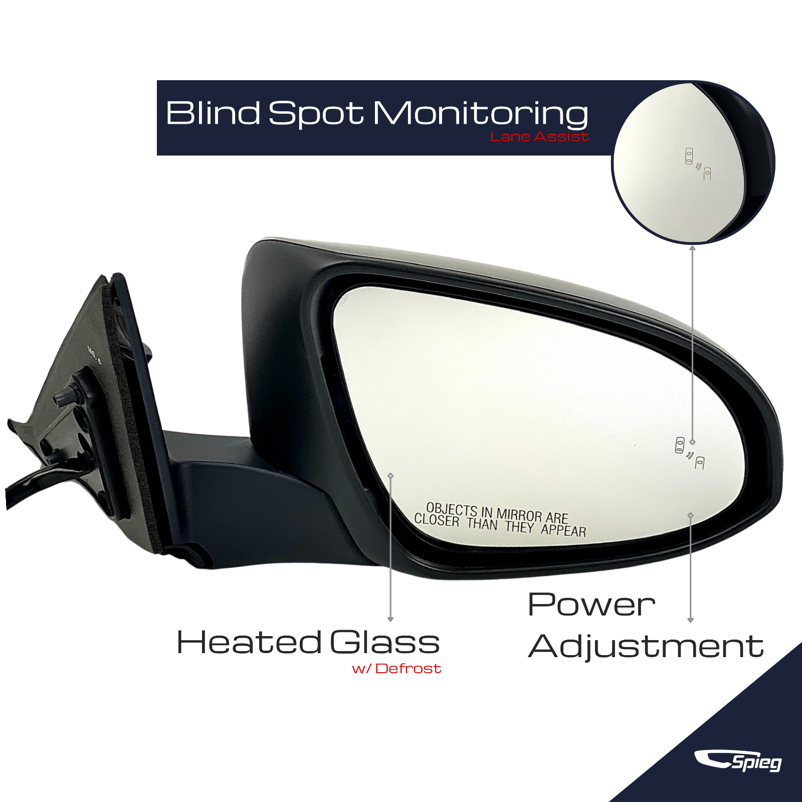 Side Mirror for 2016-2017 TOYOTA CAMRY BSM Power Heated Black Passenger ...