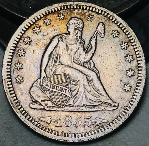 1855 Seated Liberty Quarter 25C ARROWS Ungraded Choice Silver US Coin ...