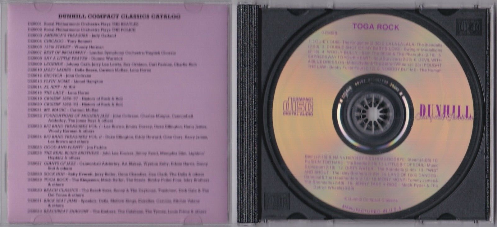 Toga Rock - Various Artists - CD (DZS029 Dunhill 1987 U.S.A.No Barcode ...