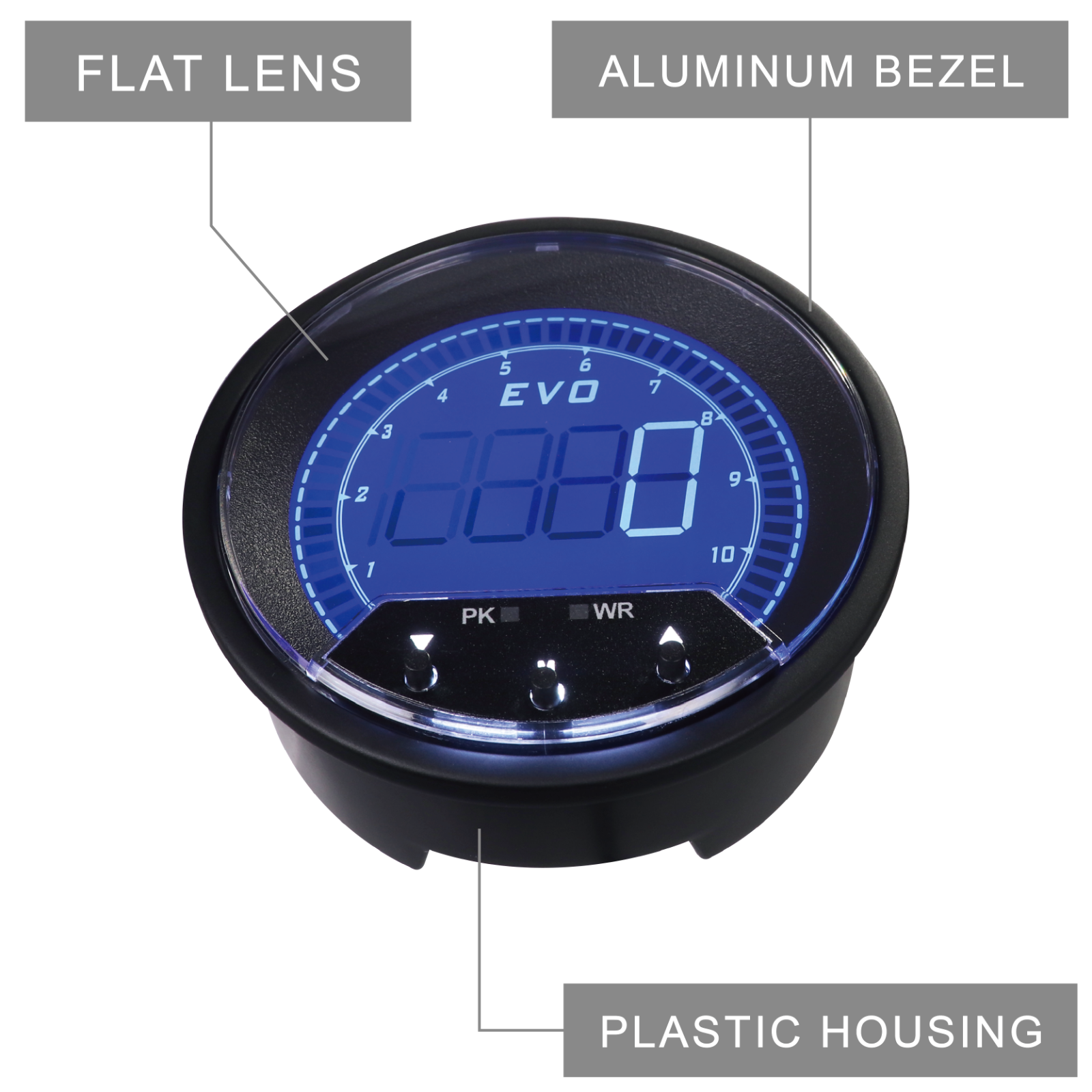 EVO Digital 6 Gauge Set GPS Speedometer Blue & Red LCD MPH °F PSI 85mm ...