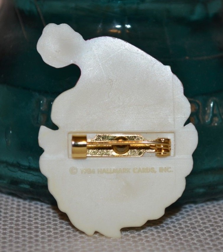 Vintage Cute Smiling Santa Claus Resin Brooch Lapel Pin Hallmark ...