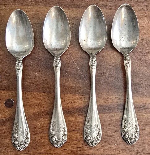 Antique Sterling R. WALLACE & SONS Spoons 5-3/4” Rose Pattern Set Of 4 ...
