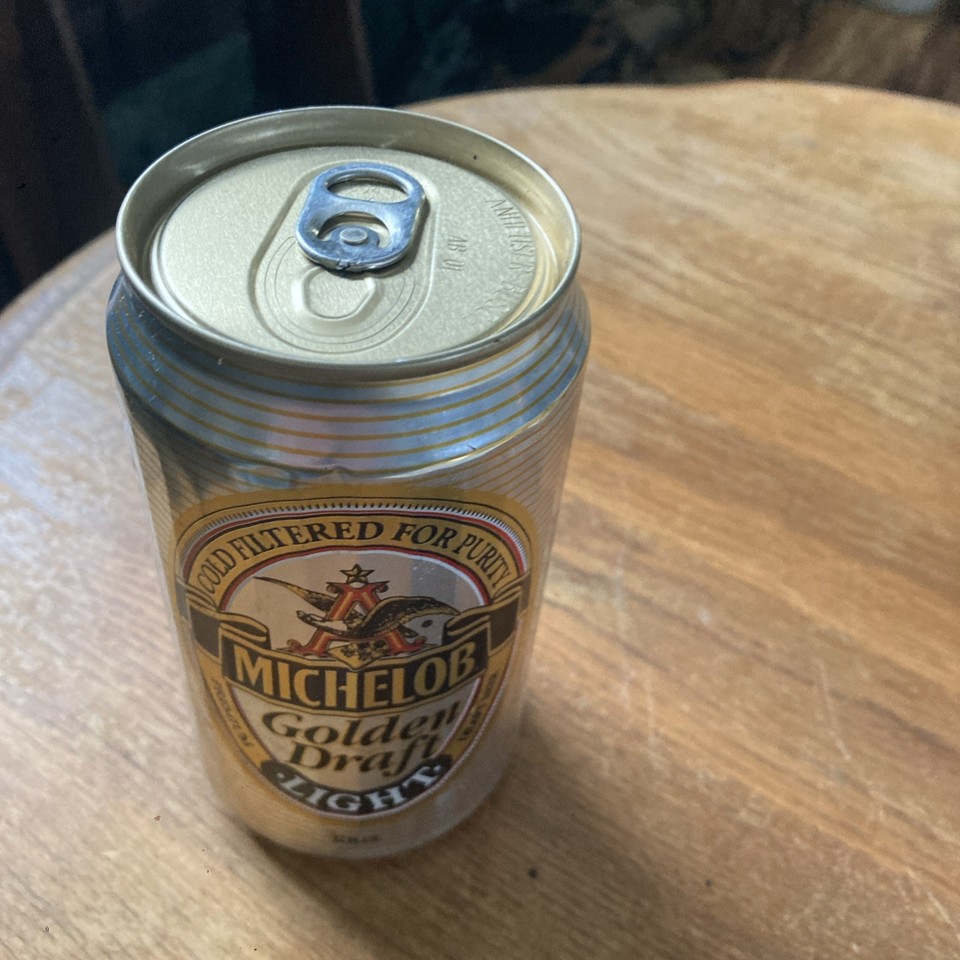 1990sFLUTED ALUMINUM MICHELOB GOLDEN DRAFT LIGHT STAY TAB BEER CAN ST ...