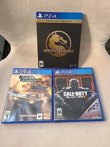 PS4 Game Lot of 3 ,mortal Kombat ,fast&Furious Crossroads& Call Of Duty ...