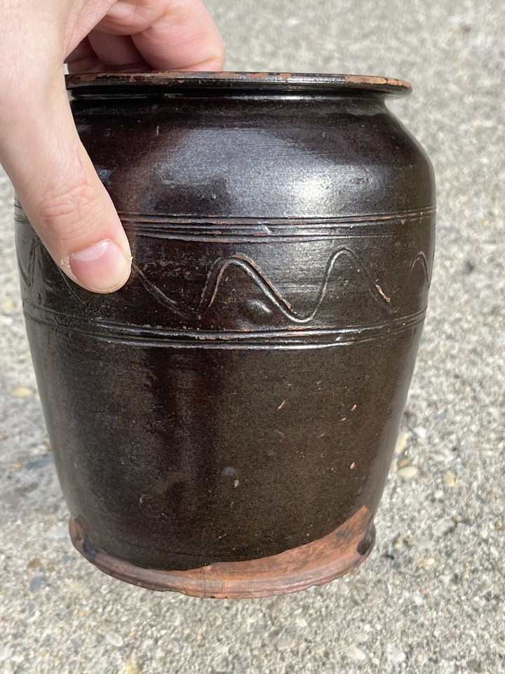 Antique Redware Jar Pot Crock Shenandoah Va Valley Botetourt Incised ...