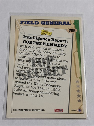 1993 Topps #299 Cortez Kennedy - Field General HOF | eBay