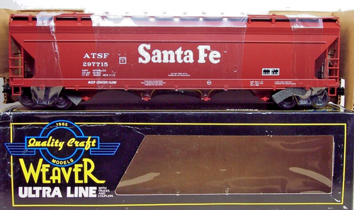 WEAVER O SCALE ULTRA LINE SF SANTA FE 4 BAY COVERED HOPPER 3 RAIL NOS ...
