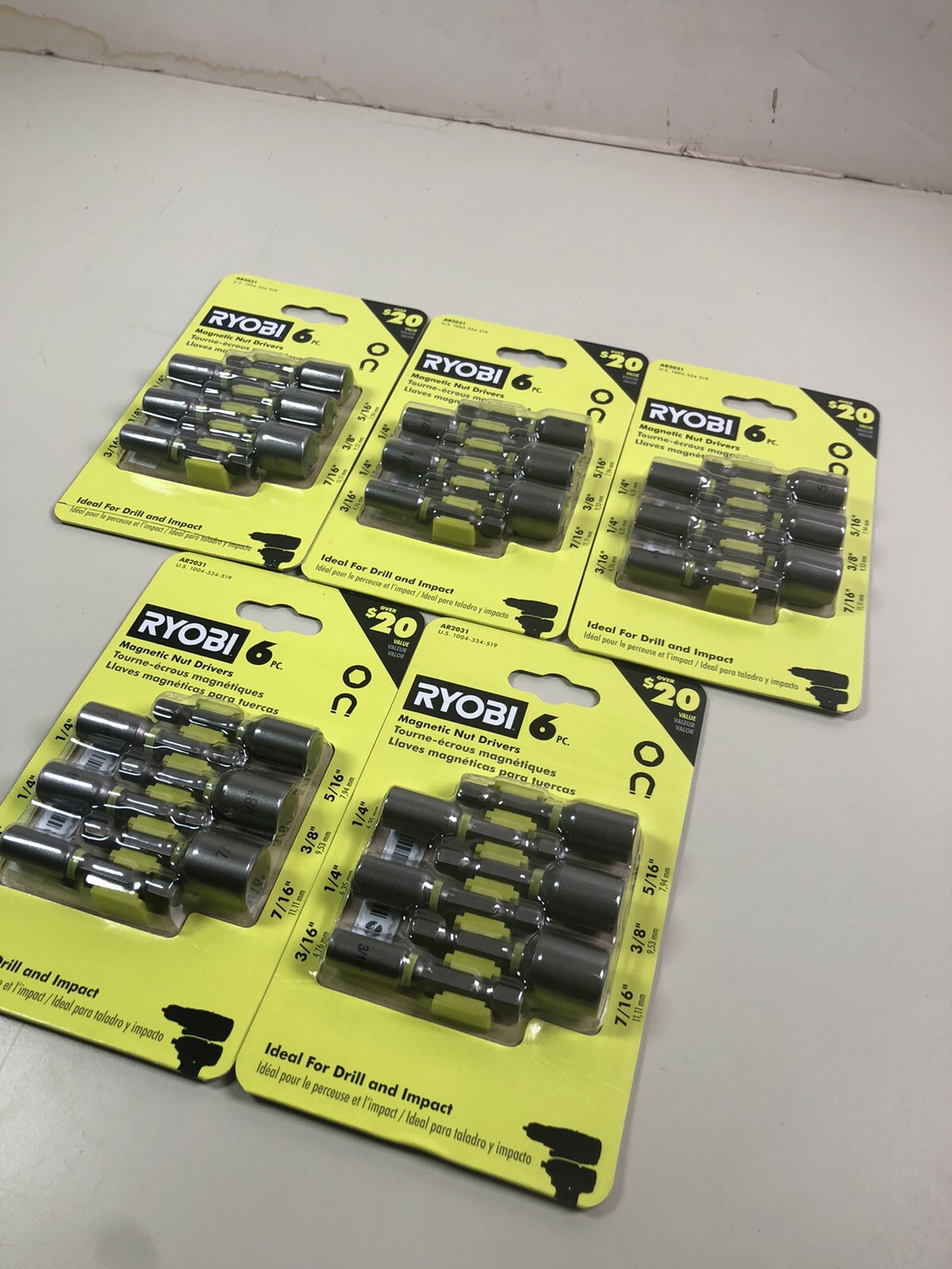 RYOBI Impact Rated Magnetic Nut Driver Set (6-Piece) AR2031 (5 Pack ...