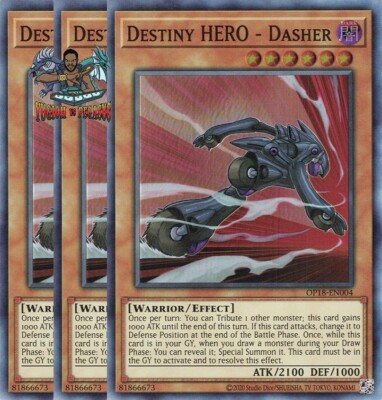 Yugioh! 3x Destiny HERO - Dasher OP18-EN004 Super Rare LP | eBay