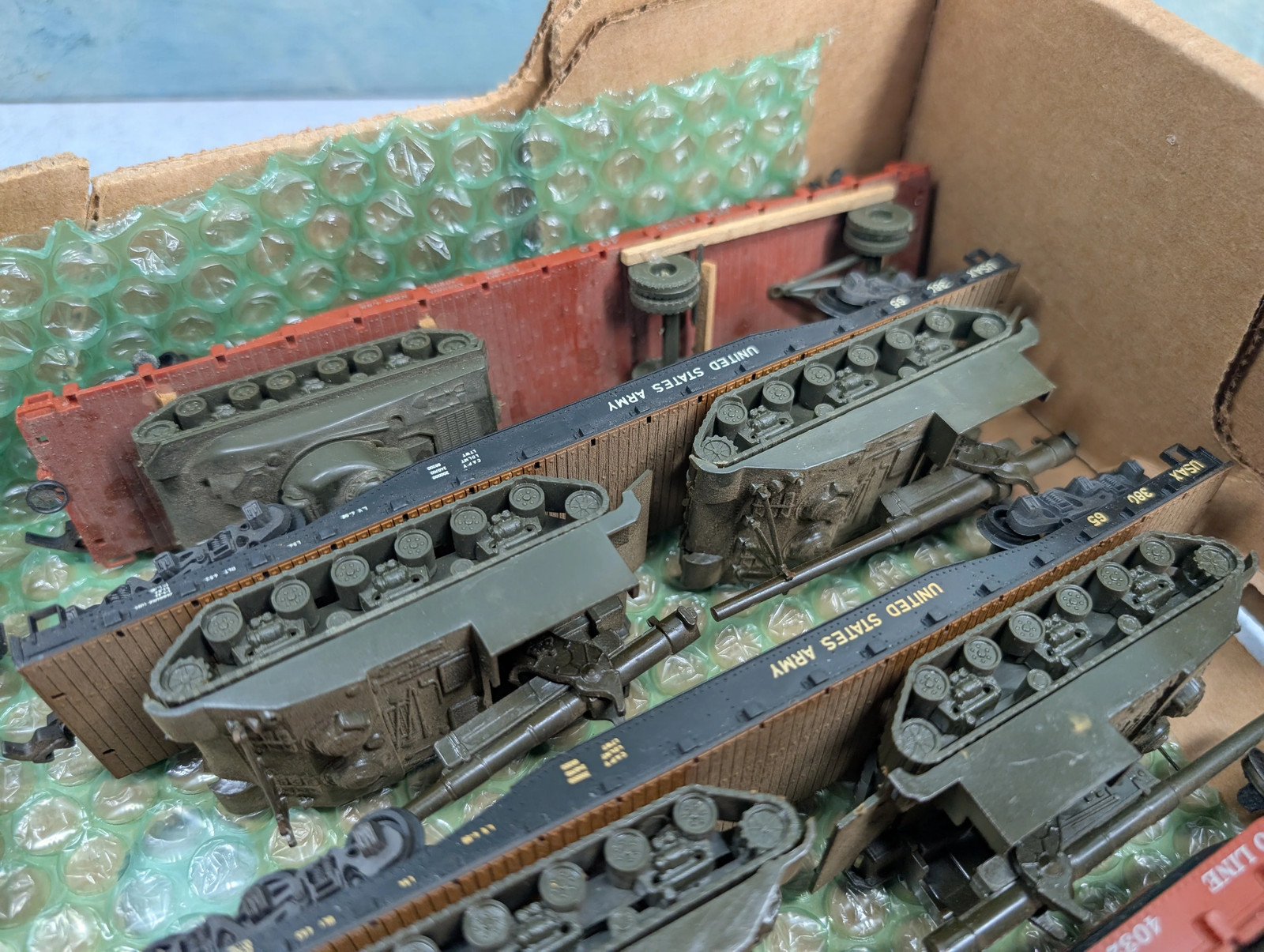 Roco HO Lot of Various Army Tank Cars, Vehicles, Flat Cars & More ...