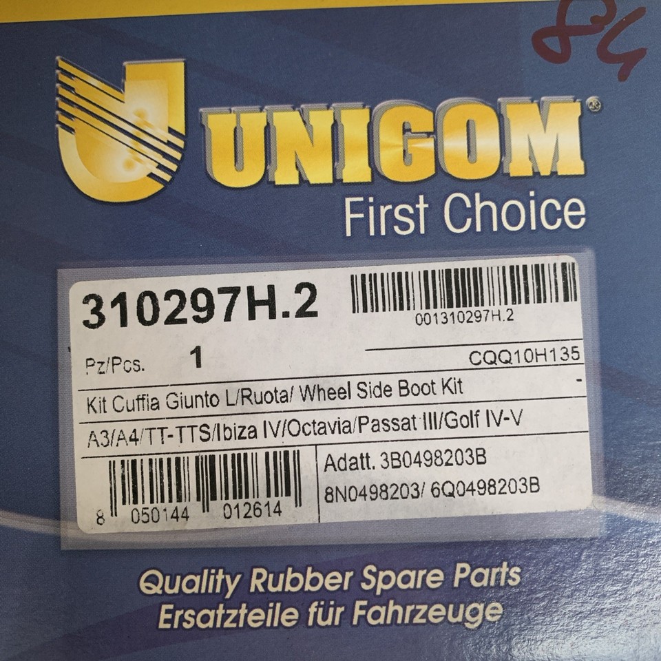 Unigom 310297H.2 Half Shaft Boot Kit Wheel Side VW Golf IV Passat B5 ...