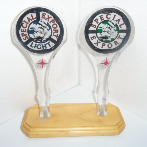 2 VINTAGE SPECIAL EXPORT ACRYLIC BEER TAPPERS HANDLES TAP KNOBS MAN ...