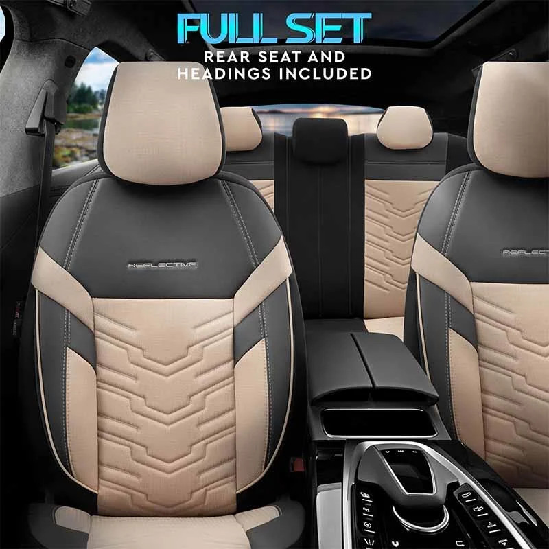 Car Seat Covers REFLECT LINE Black & Beige For Fisker KARMA 2012-2016 ...