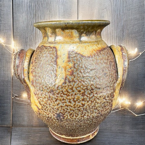 Vintage Hand Made USA Pottery Stoneware Vase Round Bottom Heavy With ...