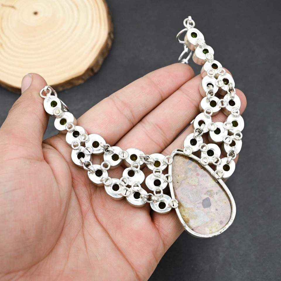 Cappuccino Jasper Peridot Gemstone 925 Sterling Silver Jewelry Necklace ...