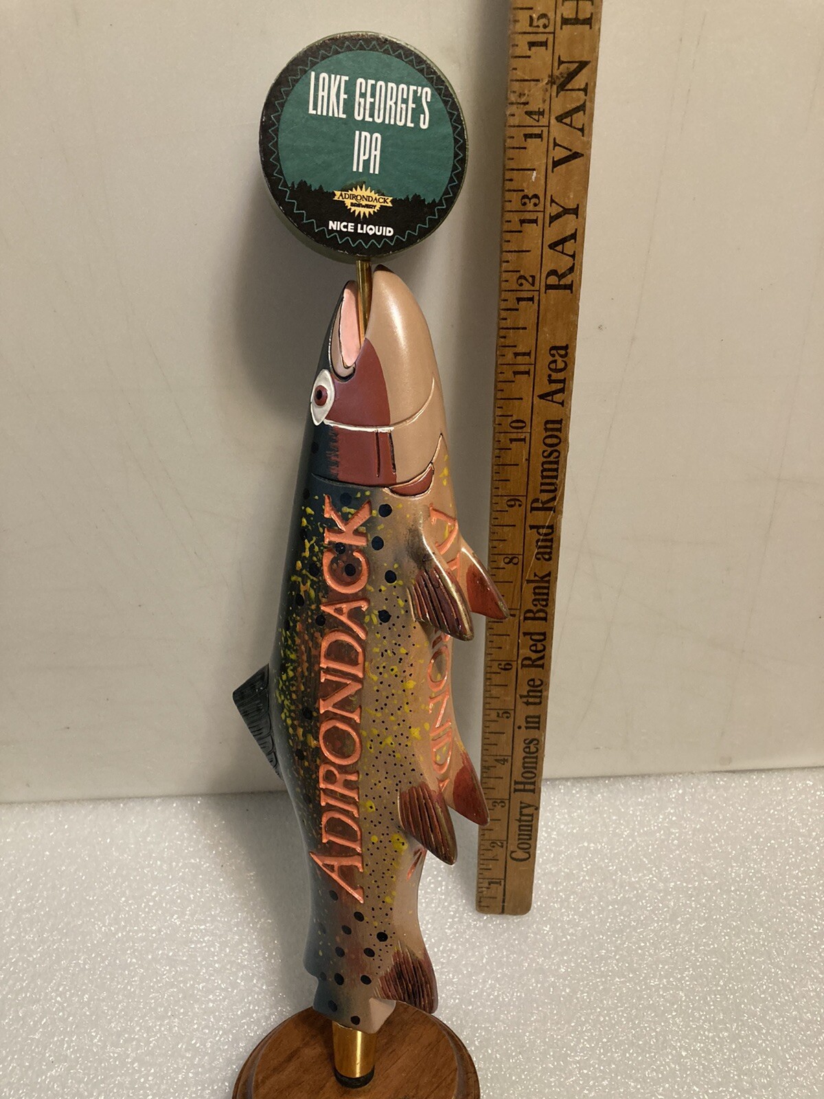 ADIRONDACK FRESH RAINBOW TROUT LAKE GEORGES IPA draft beer tap handle ...