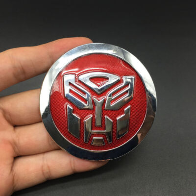 Chrome Red Round Transformers Autobots Car Body Fender Door Rear Emblem ...