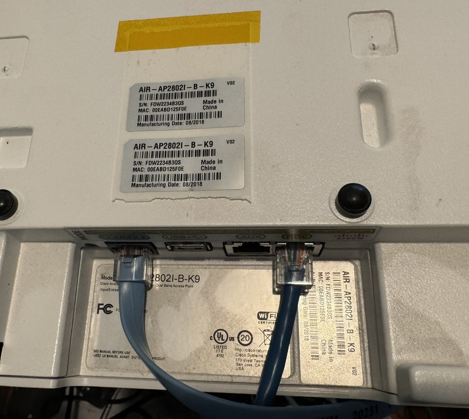 Cisco AIR-AP2802I-B-K9 802.11ac 2802I With AIR-AP-BRACKET-1 Access ...