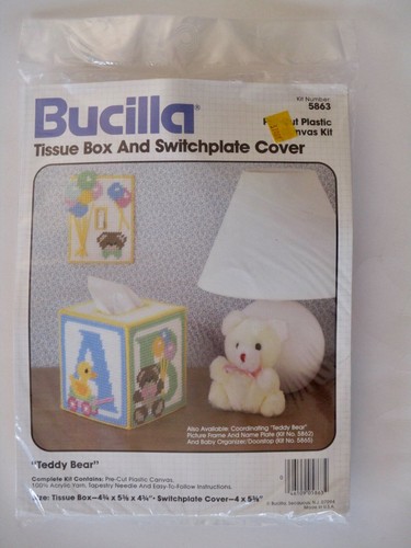 Bucilla Baby "Teddy Bear" Tissue Box and Switchplate Cover Plastic ...