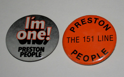 2 Vintage Preston People Trucks The 151 Line Trucking Button Pins New ...
