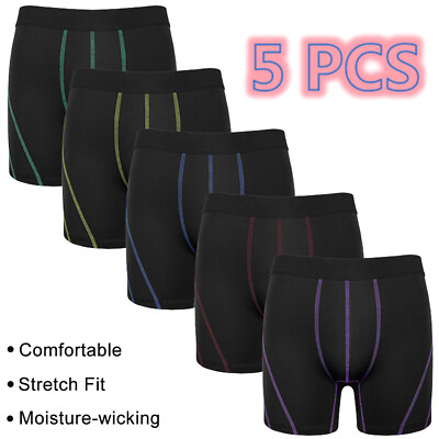 5 Pack Anti-Chafing Mens Boxer Shorts Briefs Long Leg Underpant Trunks ...