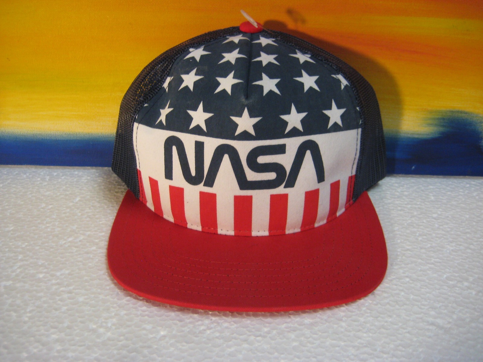 NASA Stars & Stripes USA Theme Worm Logo Snapback Baseball Cap | eBay