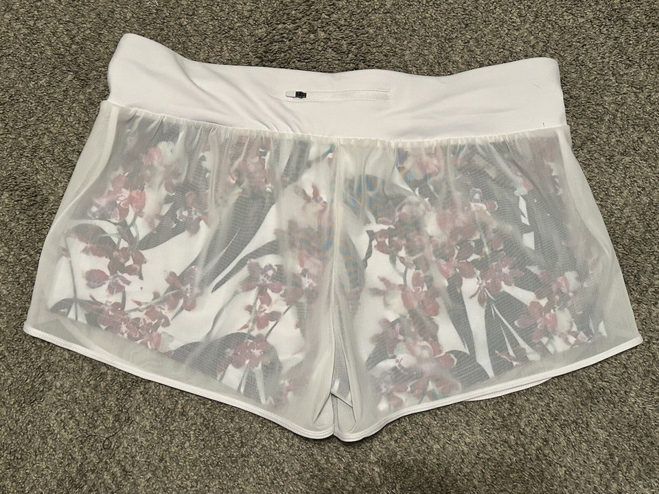 FABLETICS RENATA Running Shorts White Mesh Blossom Flower Under Sports ...