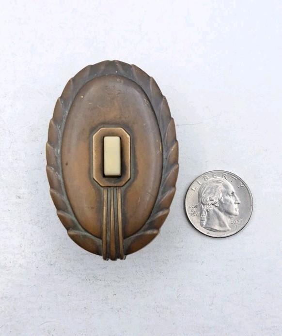 Antique Push Button Doorbell Old Vintage Brass Plate Door Hardware | eBay