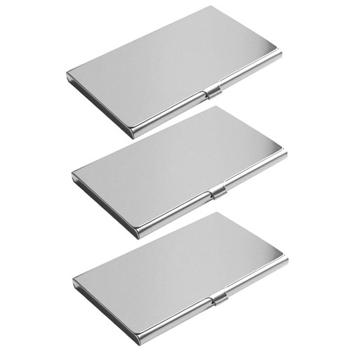 3 Pcs Stainless Steel Card Holder Credit Cards Carrier Name Case | eBay