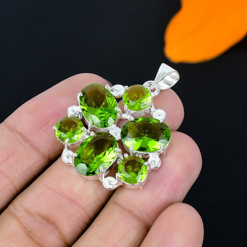 Peridot Gemstone Handmade 925 Sterling Silver Jewelry Pendant 1.58 ...