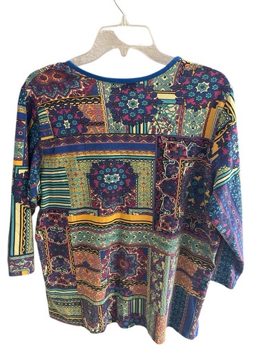 Vintage Norm Thompson Woman’s Size 1X Colorful Geometric Cotton 3/4 ...