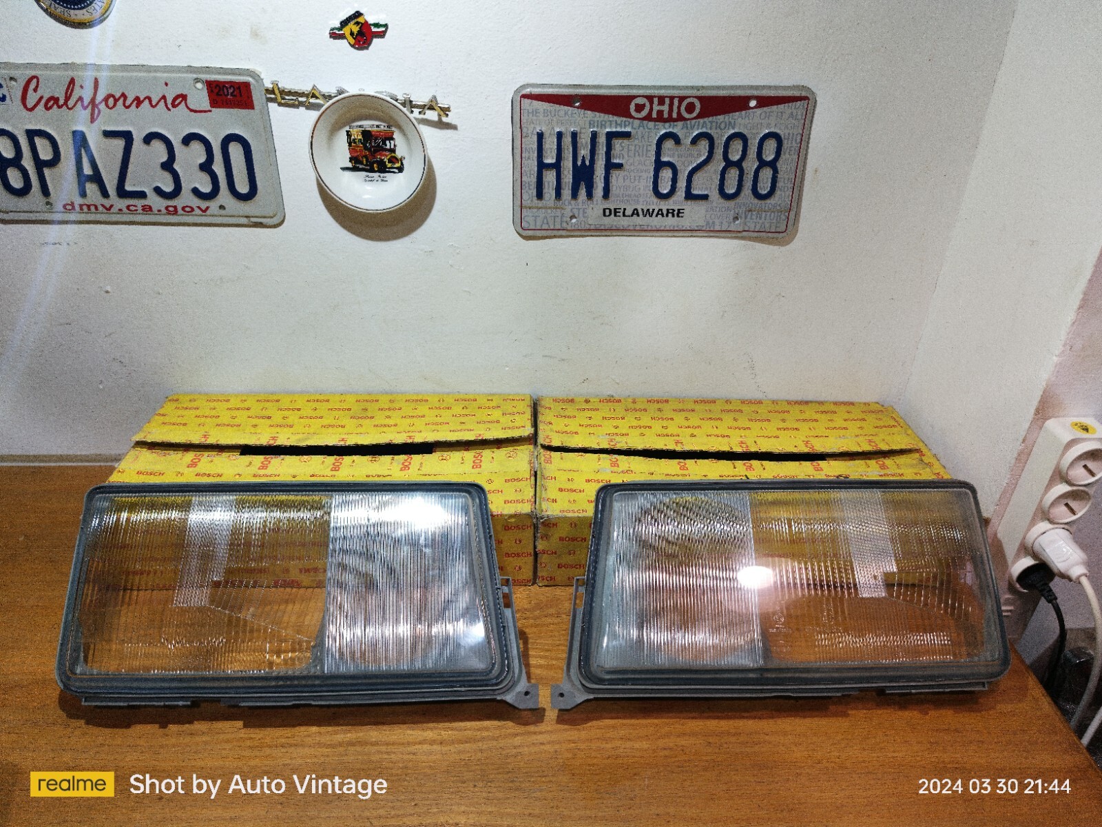 Mercedes W201 190E 190D headlight glass LENSE SET BOSCH PAIR LEFT RIGHT ...