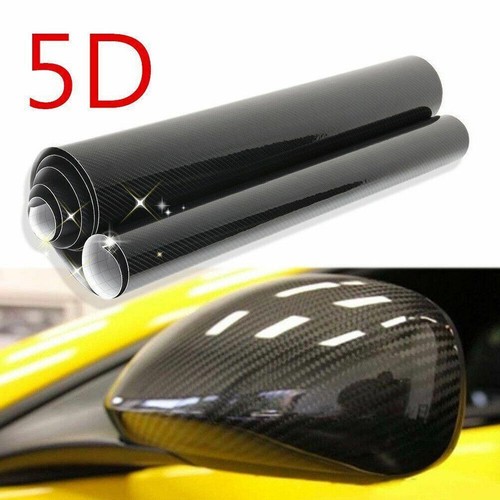 US DIY 5D Gloss Carbon Fiber Vinyl Film Car Wrap Sticker Styling Decals ...