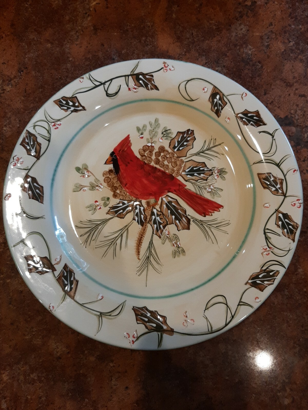 Garden RIdge Pottery Plate 10 3/4 " round decorative plate cardinal | eBay