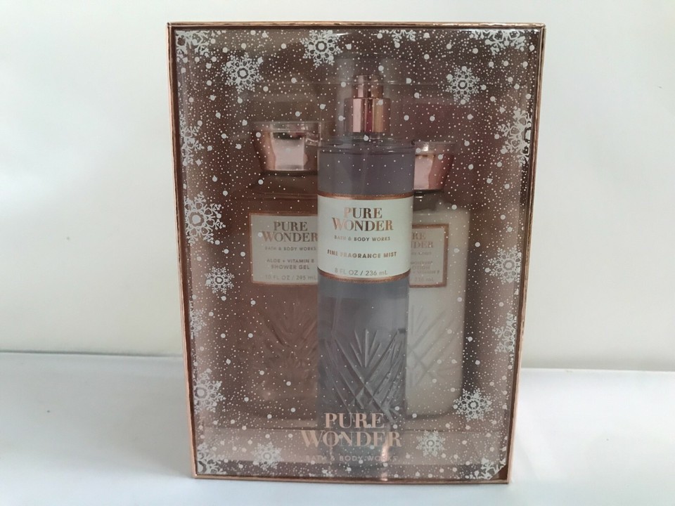 BATH & BODY WORKS PURE WONDER BODY MIST LOTION & SHOWER GEL GIFT BOX ...