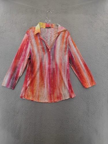David Cline XXL Sheer Rainbow Stripe Blouse Top Collared | eBay