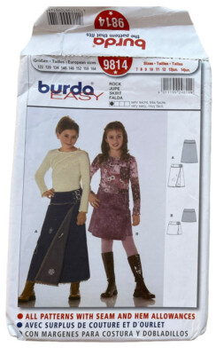 Burda 9814 | Kid Girl Semi-fitted Skirt Sewing Pattern - New - UnCut | eBay
