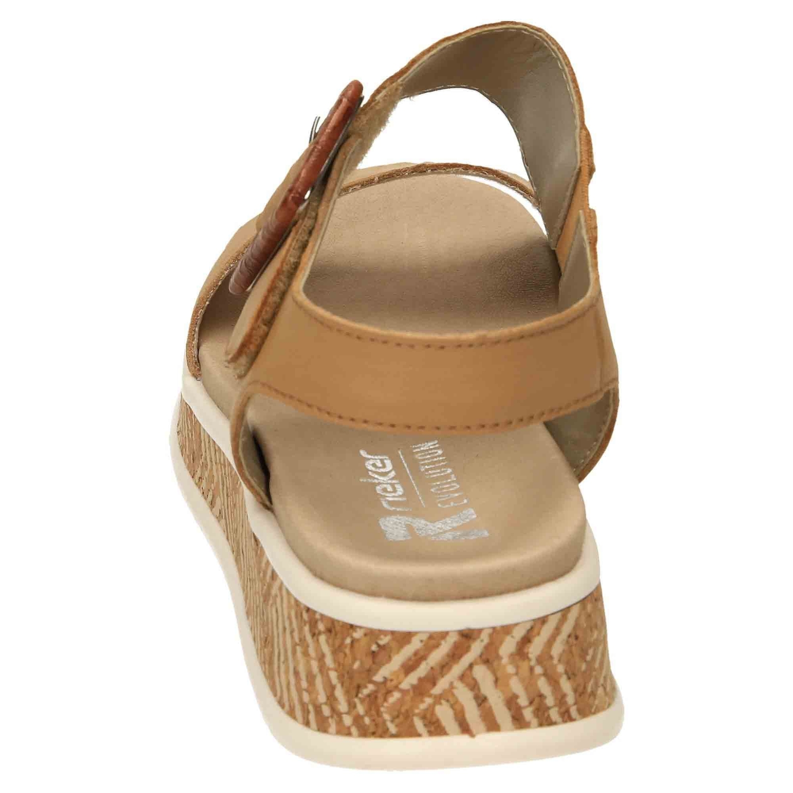 Rieker Evolution Sandals Beige Leather W0800-60 Flatform Open Toe ...
