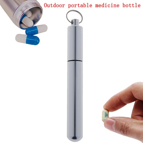 Keychain Waterproof Aluminum Medicine Drug Pill Box Bottle Holder ...