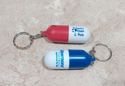2x Keyring Tablets Medicine Container Pill Box Plastic Key Chain ...