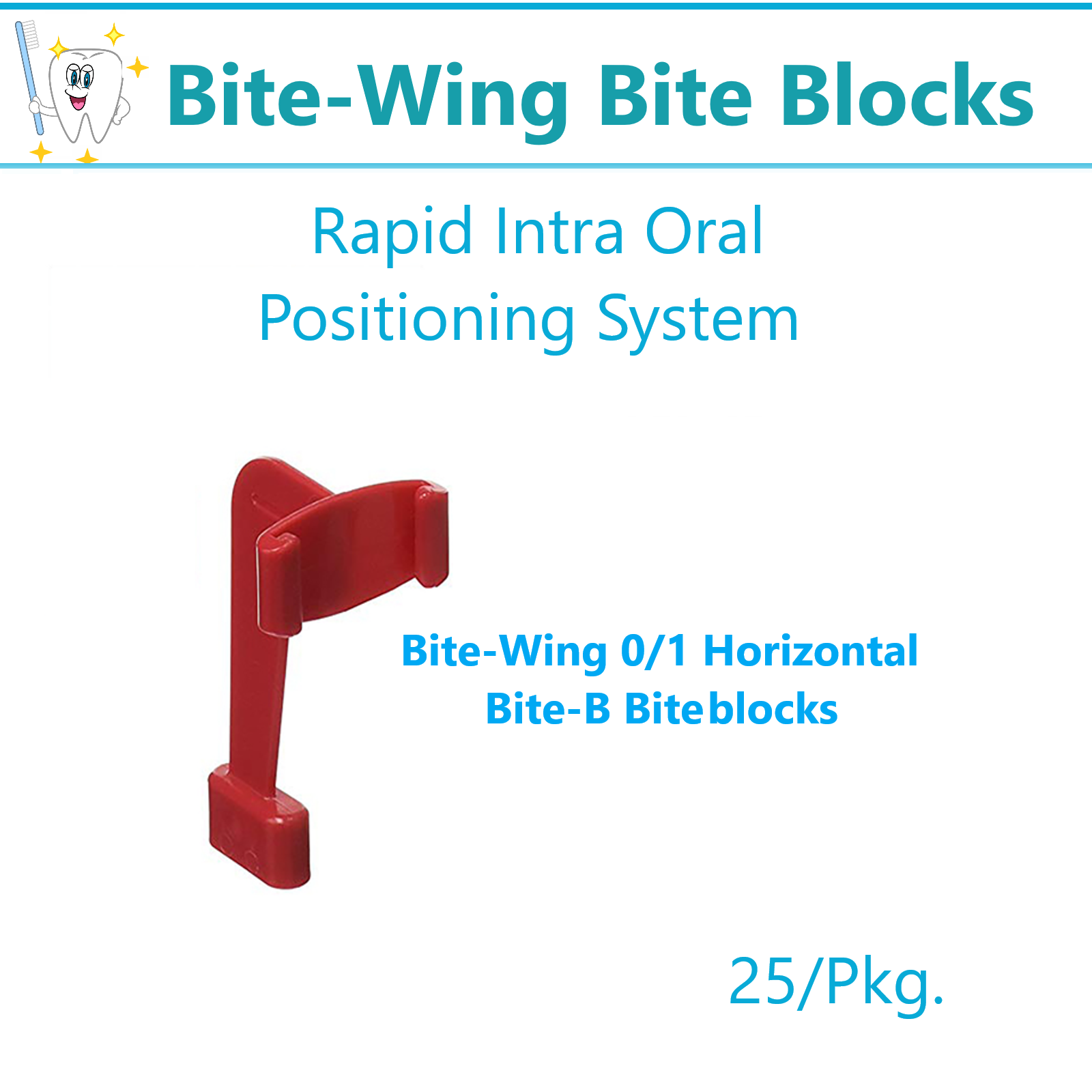 Dental X-Ray Film Bite-Wing 0/1 Horizontal Bite-B Biteblocks, Red 25/Pk ...