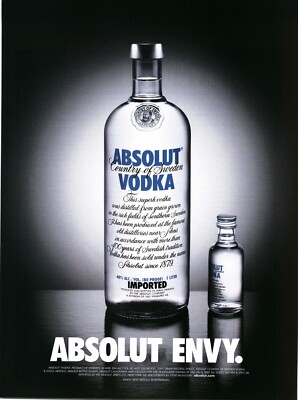 2002 PRINT AD - ABSOLUT VODKA AD - ABSOLUT ENVY - BIG BOTTLE MINI ...