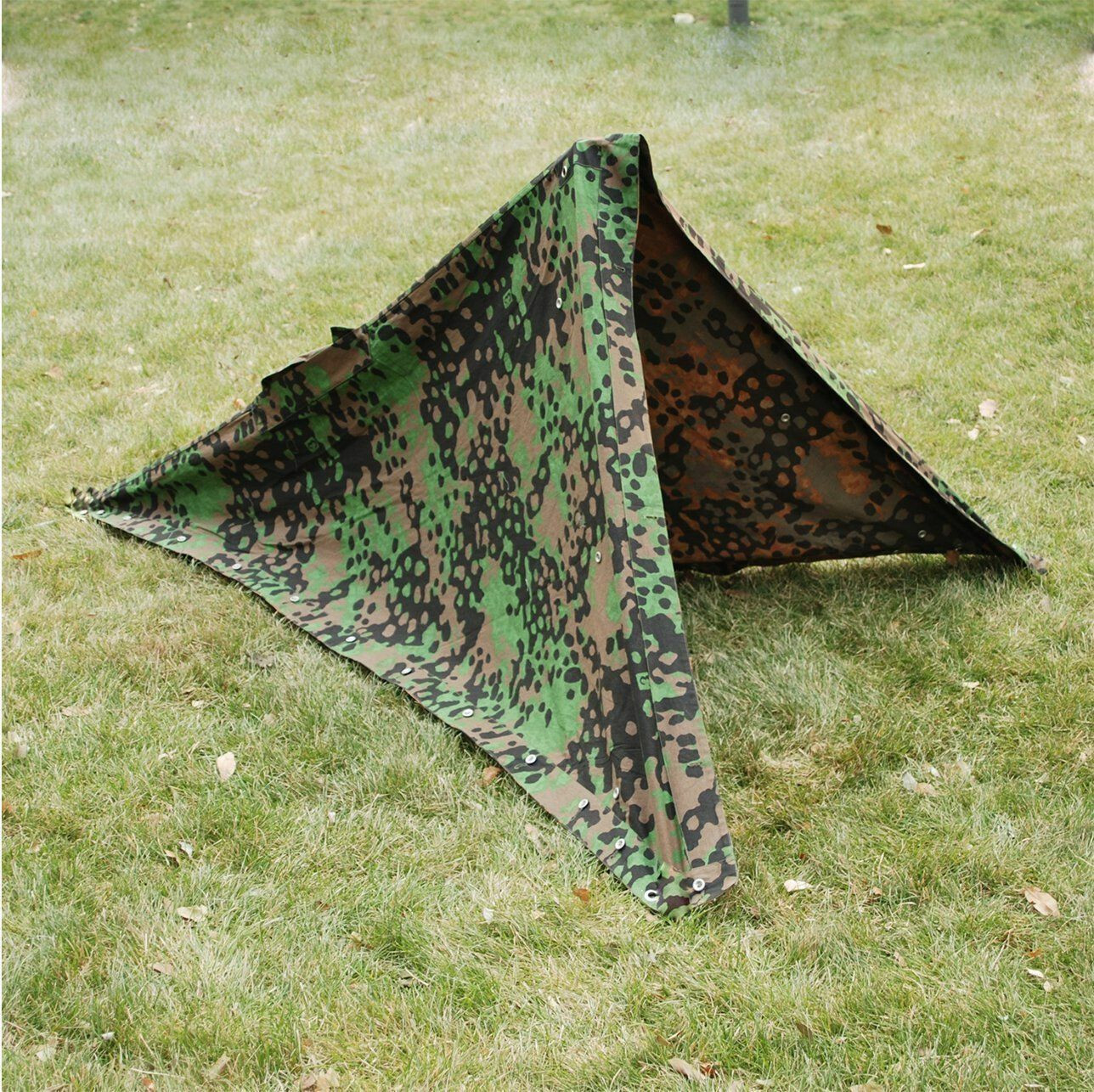 WW2 GERMAN SHELTER QUARTER TEND ZELTBAHN PLANE TREE CAMO REVERSIBLE ...
