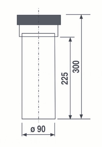 Sanit Cistern Wall Hung WC-Frame Pan Connect Pipe, L 300mm, Dia 90m. 58 ...