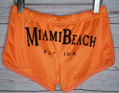 Vintage 90's Orange Mesh Ingear Miami Beach Florida Shorts Womens Size ...